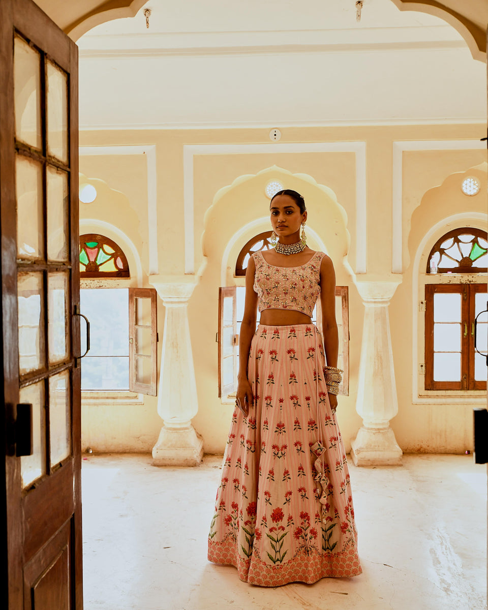 FIZA PINK PRINTED LEHANGA SET – Karaj jaipur